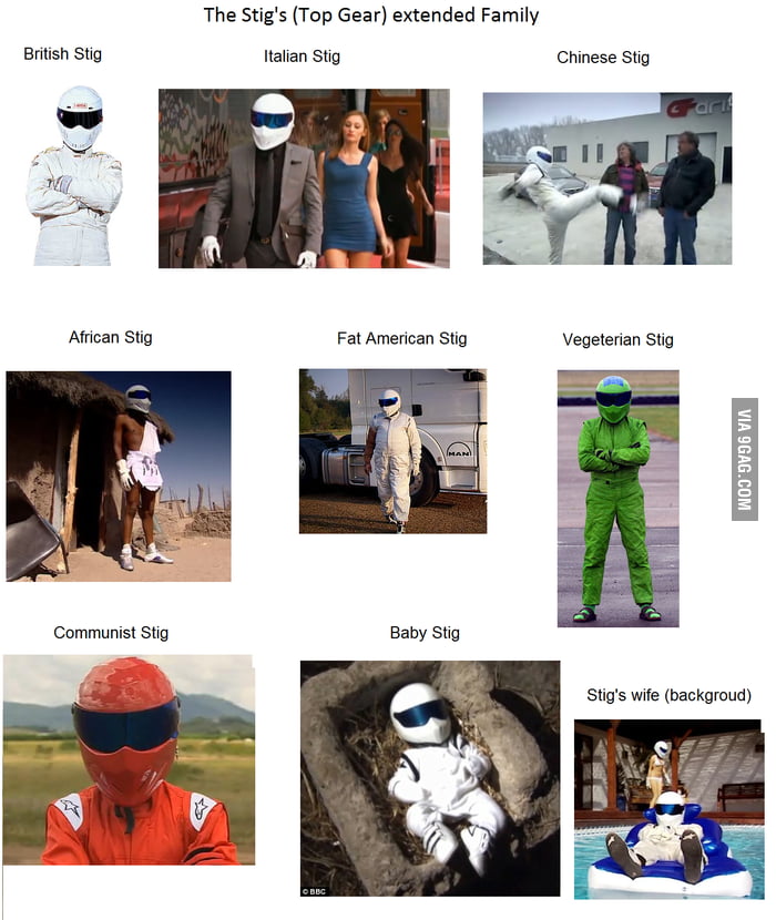The stig's extended family - 9GAG