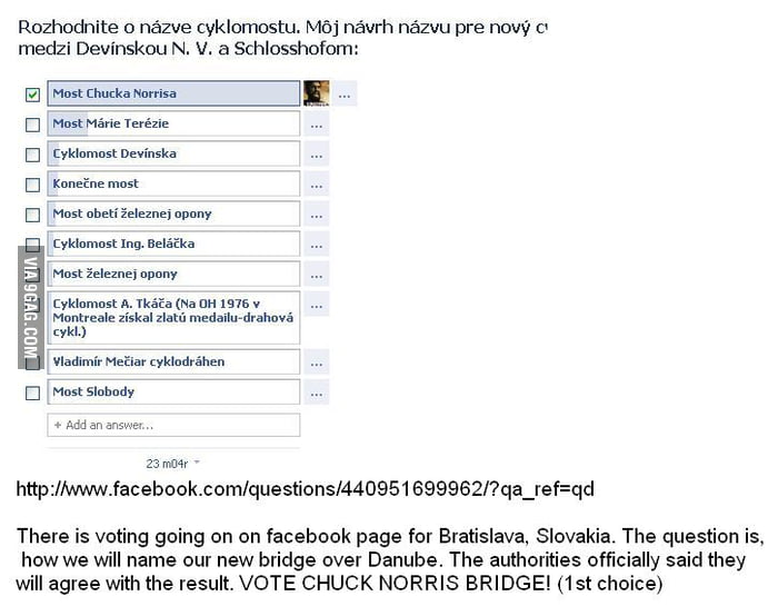 Chuck Norris bridge in Bratislava, Slovakia - 9GAG