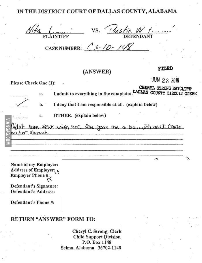 Best Child Support Defense Ever - 9GAG