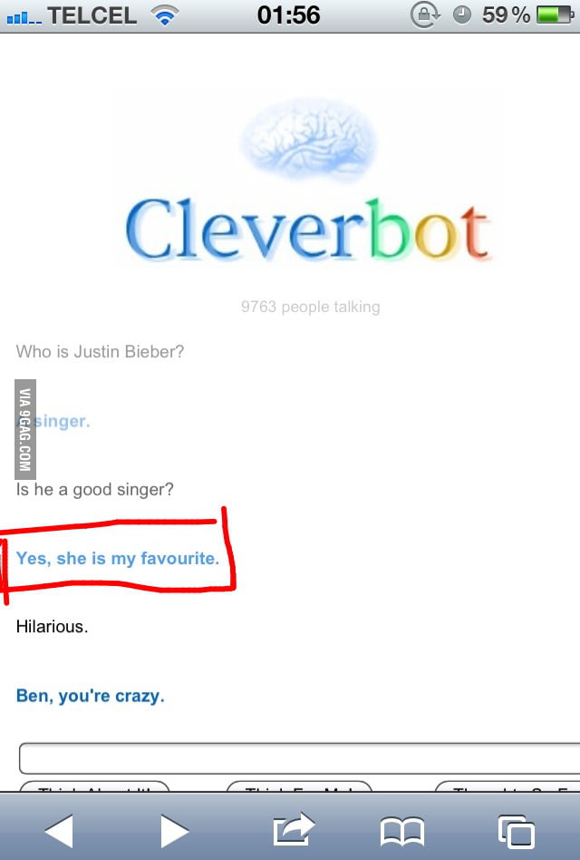 Epic Cleverbot knows it well - 9GAG
