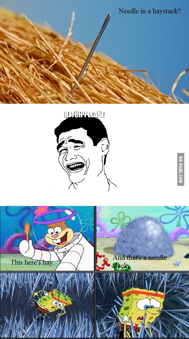 Cause needles in haystacks are just too mainstream - 9GAG