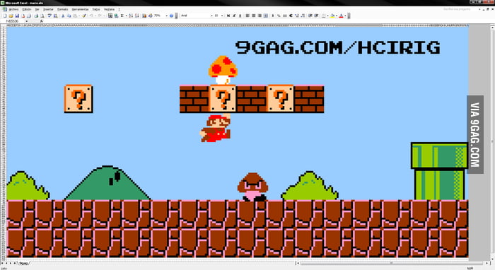 Mario meets Excel Art - 9GAG