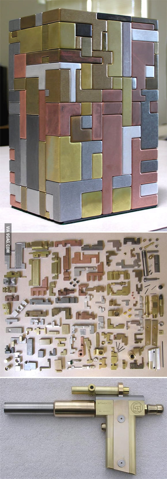 125-piece puzzle in 6 different metals with hidden "Golden Gun" - 9GAG