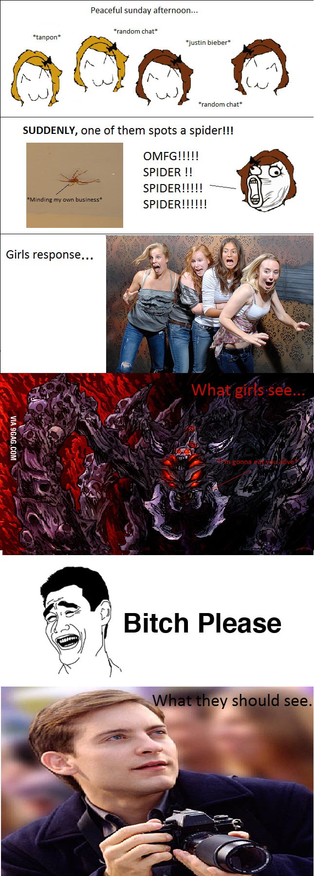 Girls on spiders - 9GAG