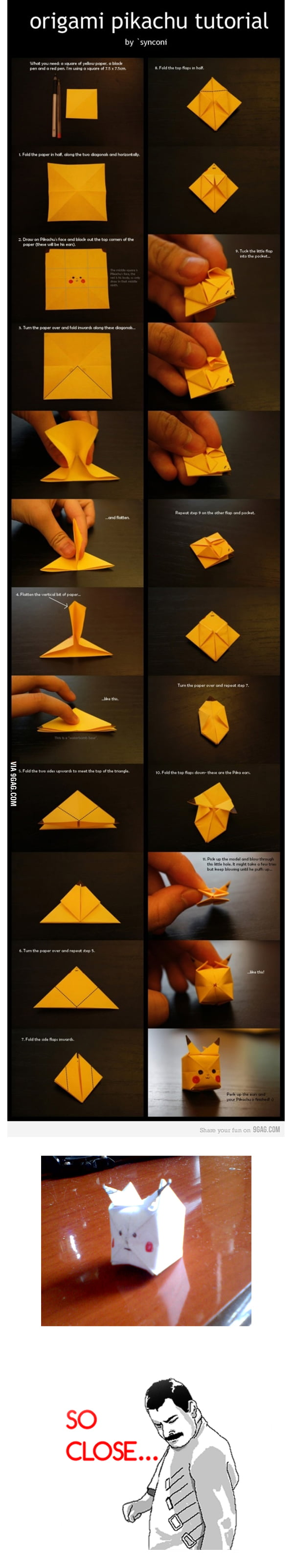 Pikachu Origami lvl: Albino - 9GAG