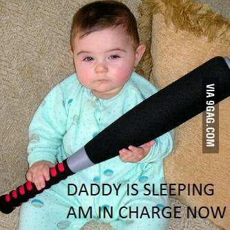 The baby with the baseball bat!!! - 9GAG