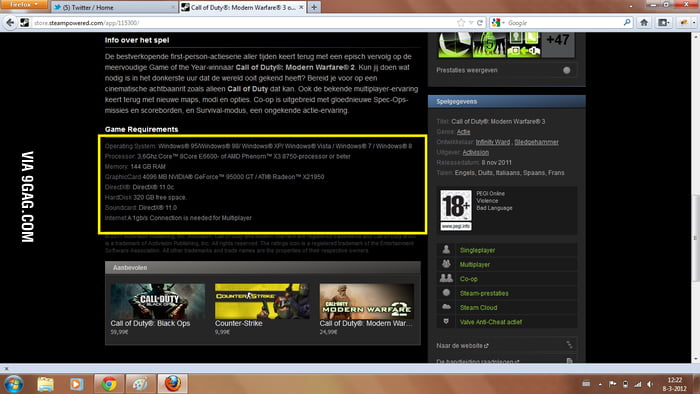 MW3 YEA! Wait what?! New Engine? New Requirements! >:( - 9GAG