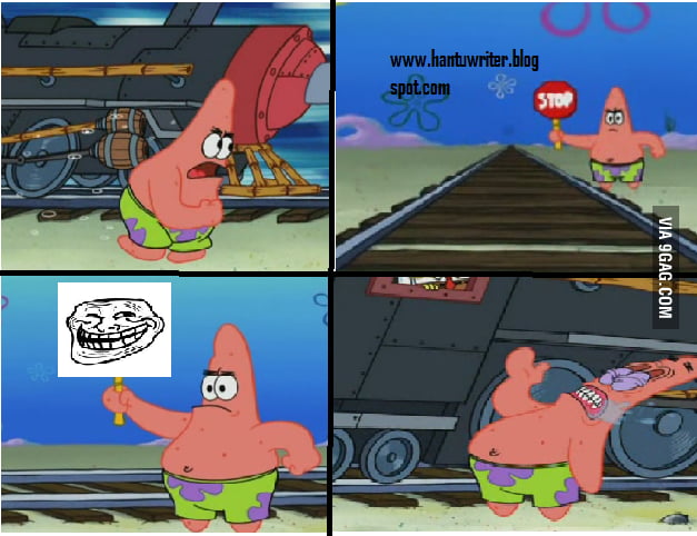 How Patrick Star Stop the Train for emergency - 9GAG