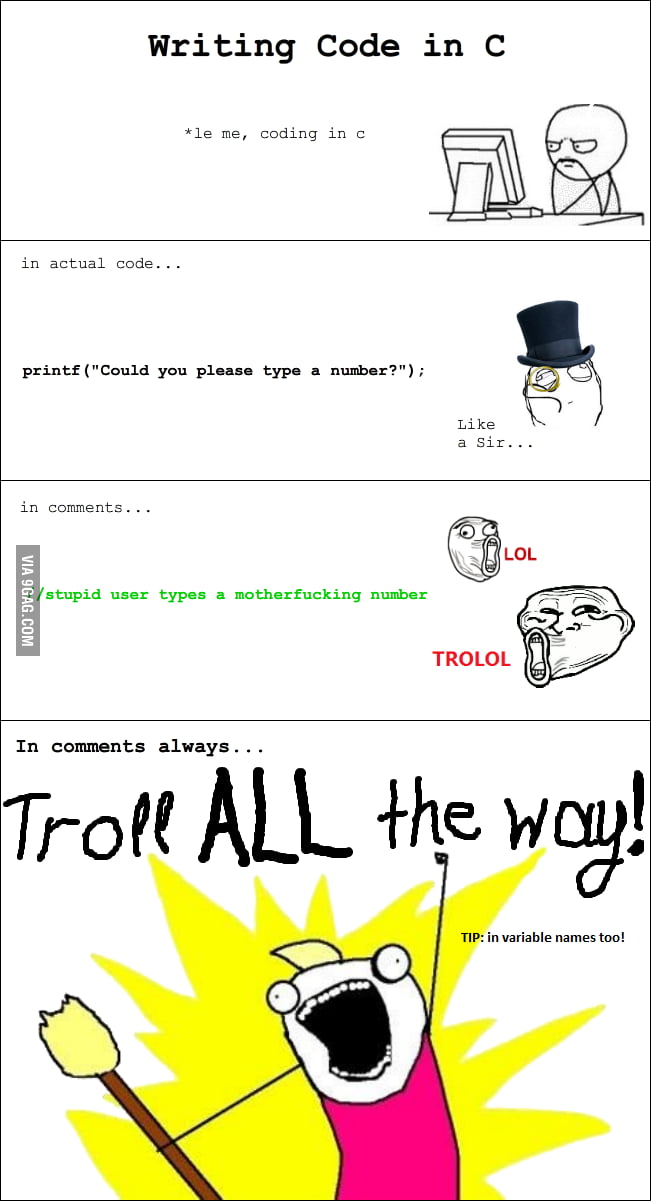 Writing code in C - 9GAG