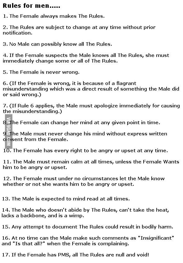 Rules for men... - 9GAG