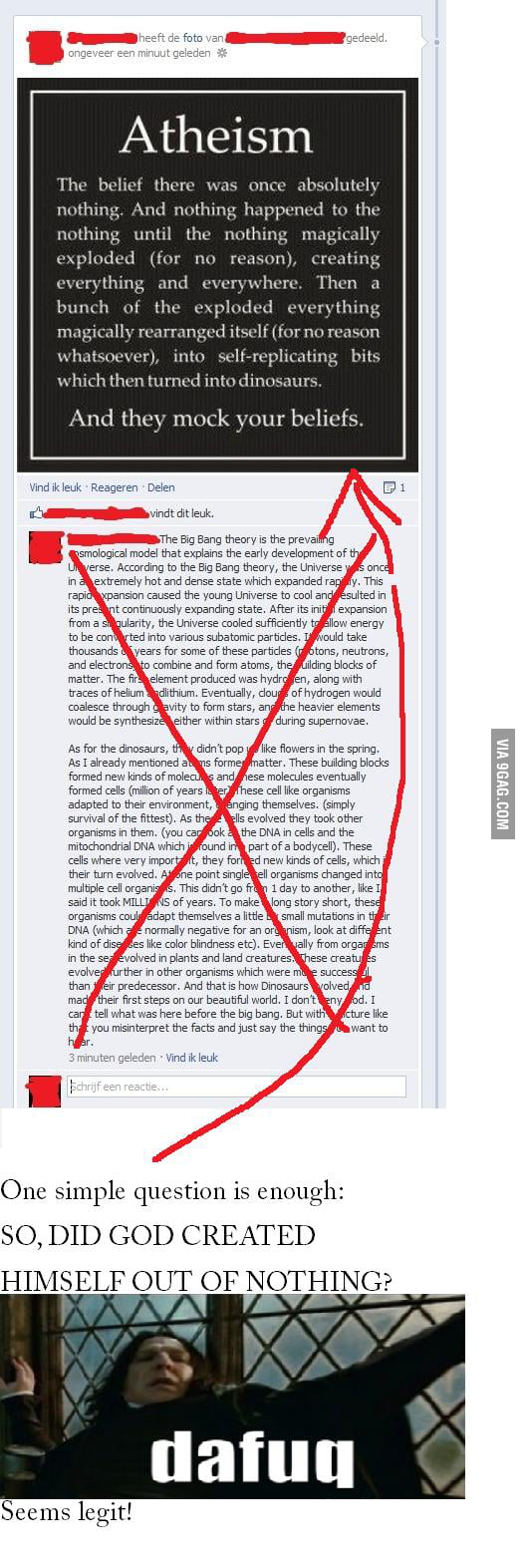 Defending Atheism like a boss... [Fixed] - 9GAG