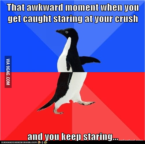 Awkward staring. - 9GAG
