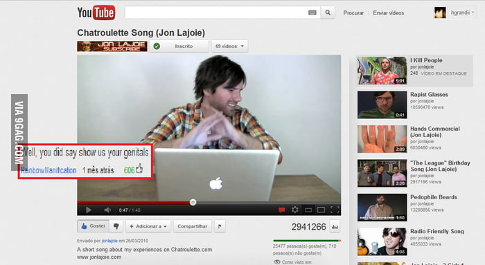 Epic Comment pwns Jon Lajoie! - 9GAG
