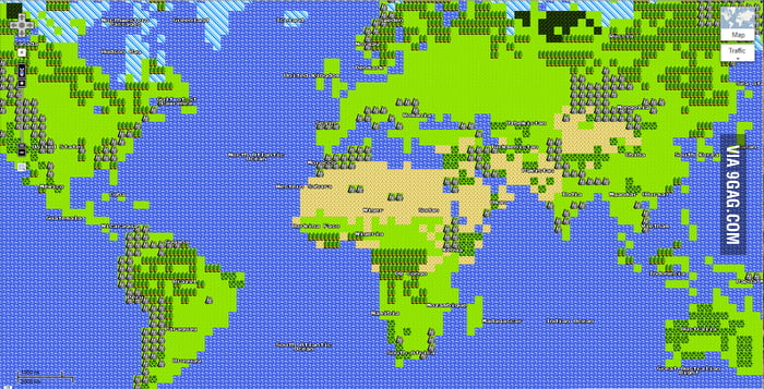 The 8-bit world - Google maps on 1st April - 9GAG