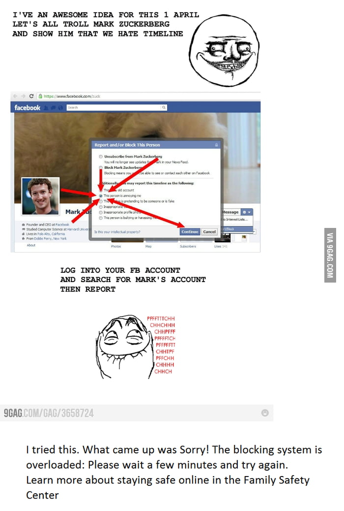 Update on Troll Mark Zuckerberg Project - 9GAG