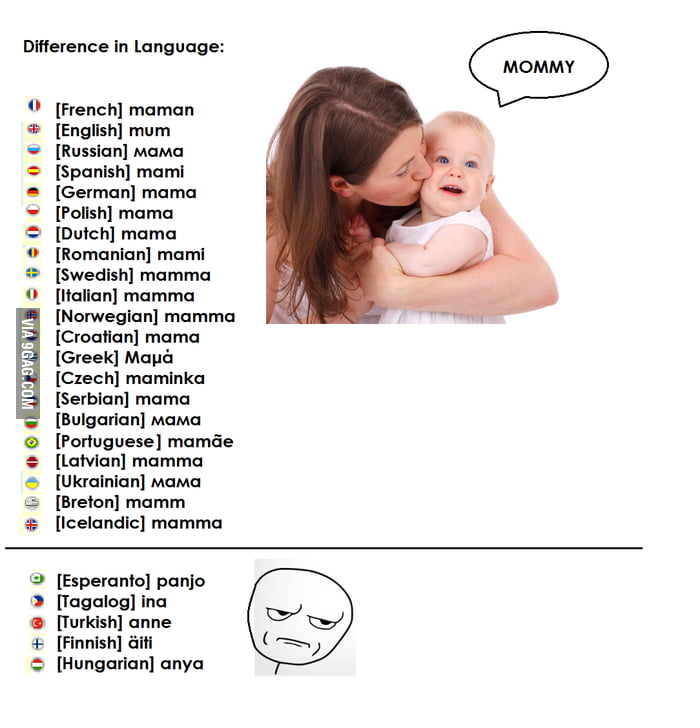 Difference in Language... Mommy - 9GAG