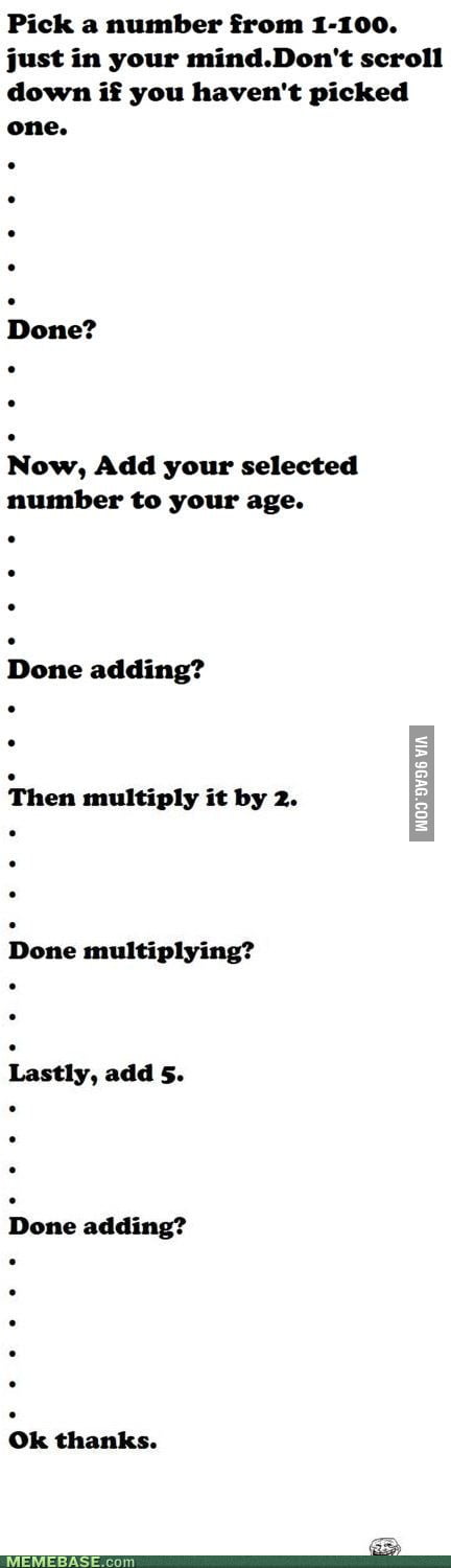 The number trick. - 9GAG