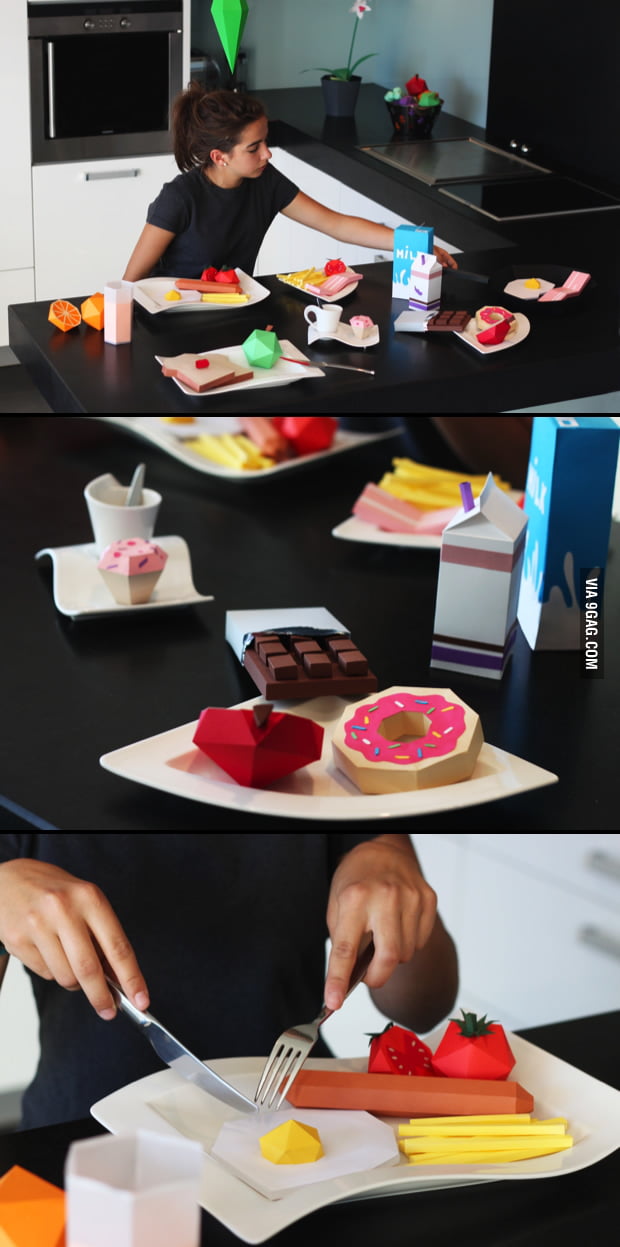 Papercraft Breakfast - 9GAG