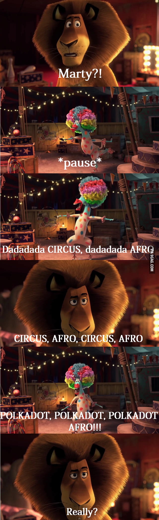 MADAGASCAR 3 ....CIRCUS, POLKADOT, AFRO - 9GAG