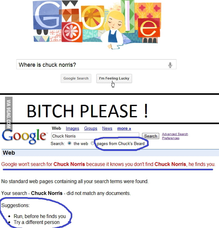 Chuck Norris google troll - 9GAG