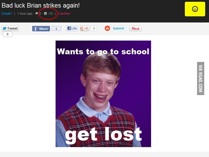 Bad Luck Brian Post has bad luck! - 9GAG