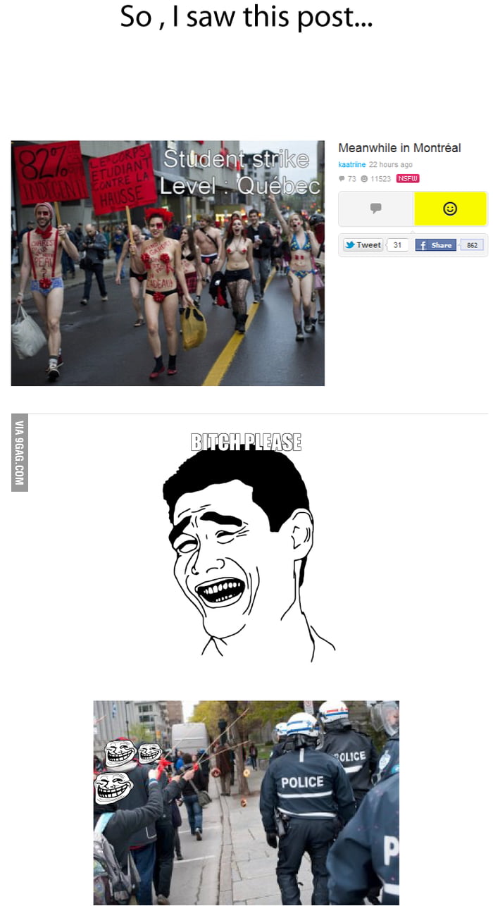 Trolling lvl : Quebec Strike - 9GAG