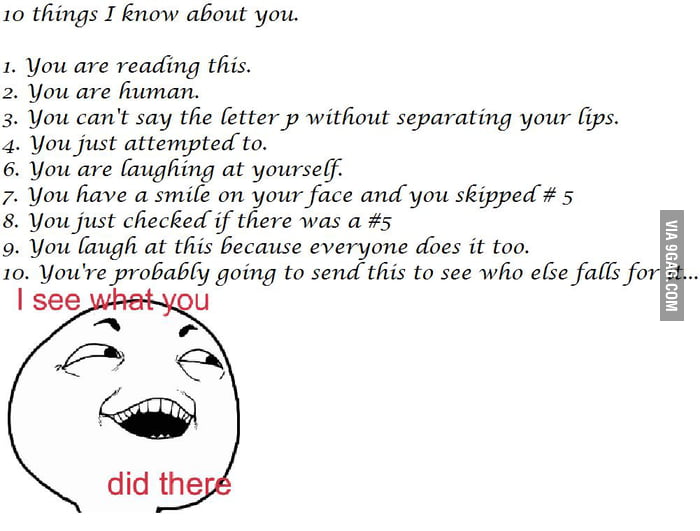 10 things I know about you - 9GAG