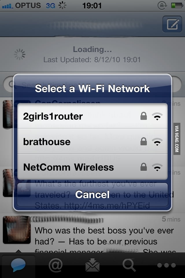 Possibly the best wireless network name ever - 9GAG
