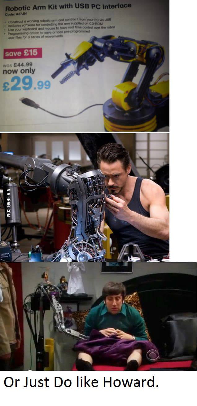 Robot arm Howard style. - 9GAG