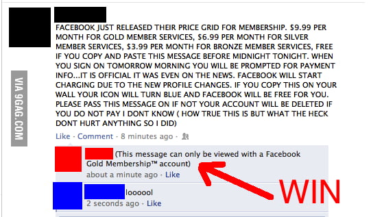Facebook Comment Win! - 9GAG