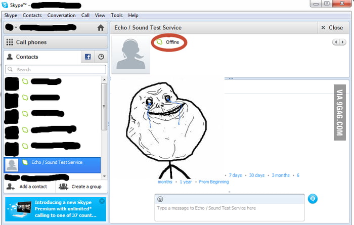 Forever Alone Level : Skype - 9GAG