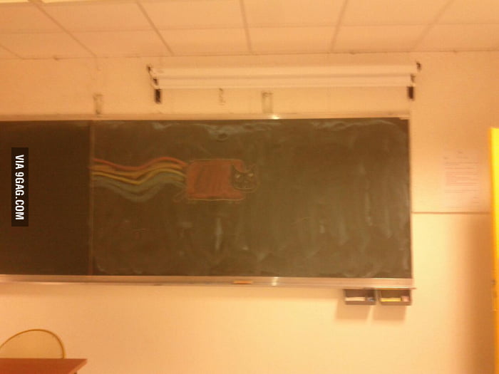 Just a Nyan Cat drawing in a random classroom - 9GAG