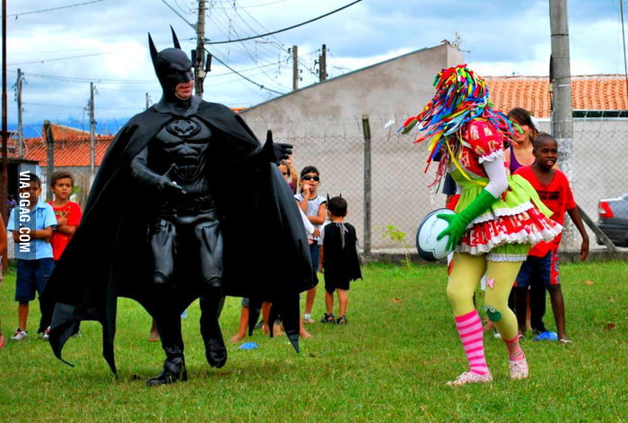 Just Batman playing rugby with a ragdoll. . . - 9GAG