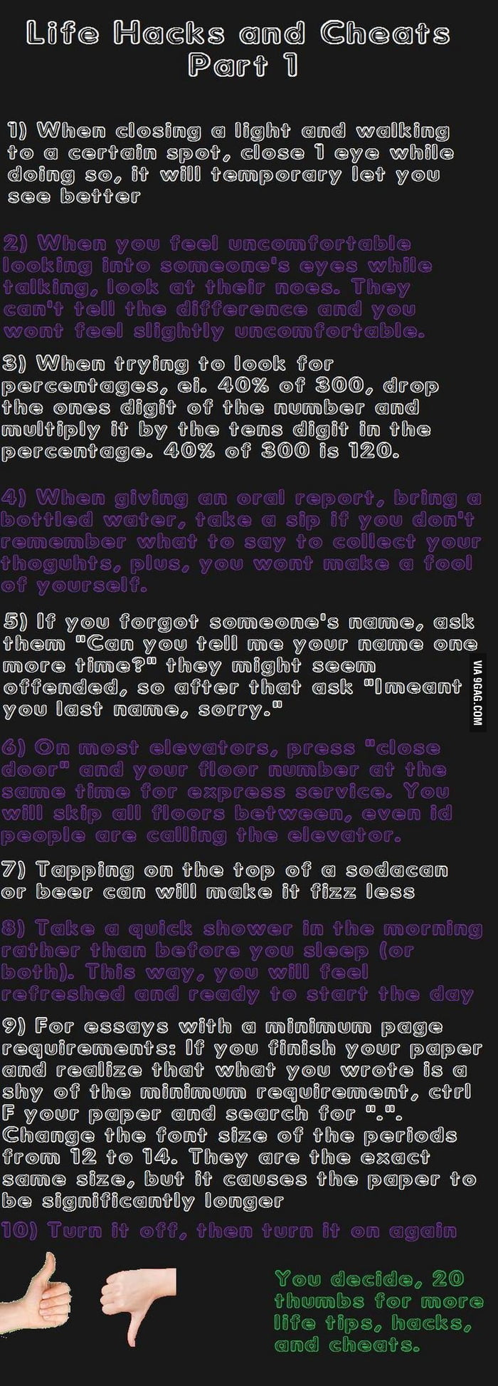 Life Hacks and Cheats - 9GAG