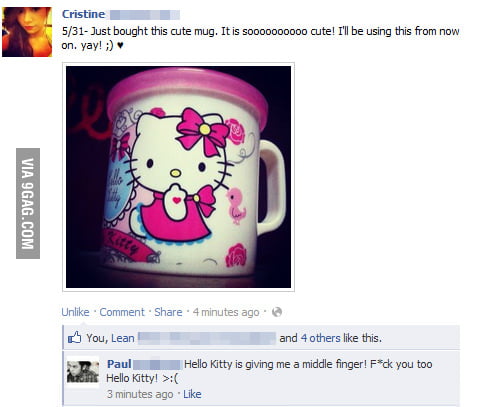 Hello Kitty giving middle finger - 9GAG