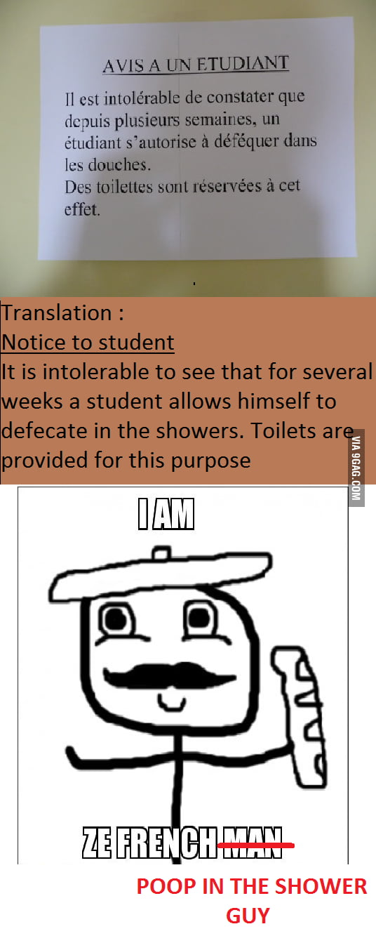 French poop in the shower guy - 9GAG