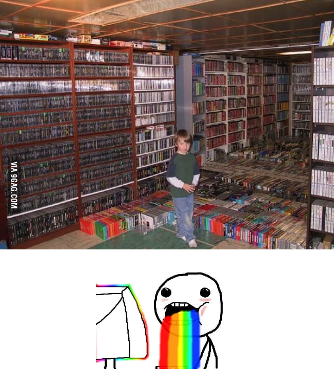 Just a kid with his video game collection. - 9GAG