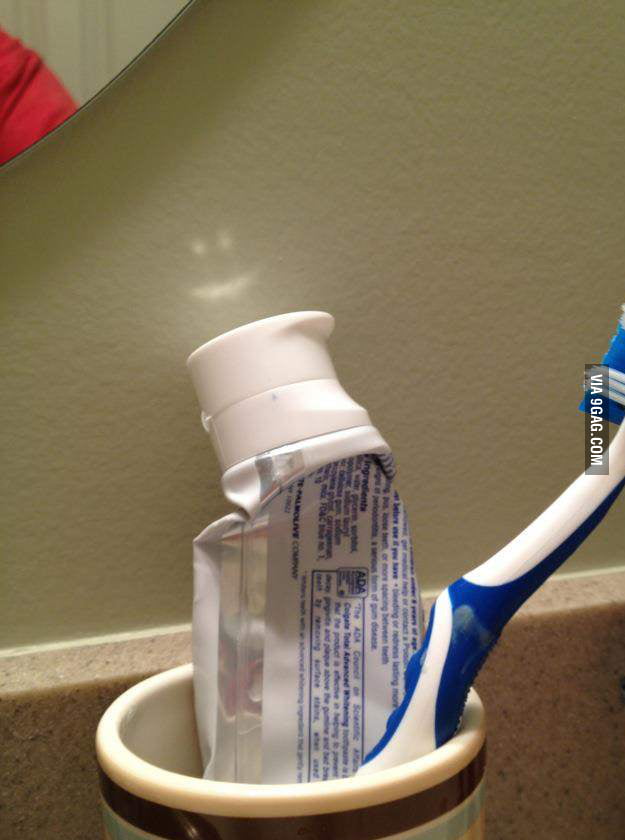 Guess my toothpaste thinks I'm doing a good job... - 9GAG