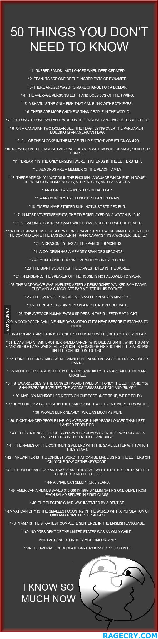 50 things you don't need to know - 9GAG