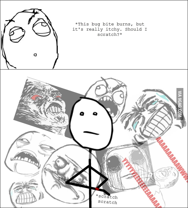 Scratching a bug bite rage - 9GAG