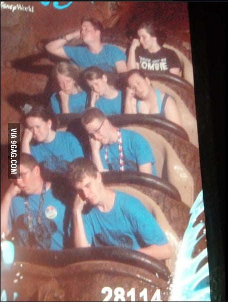Me and my band friends looking bored on Splash Mountain - 9GAG