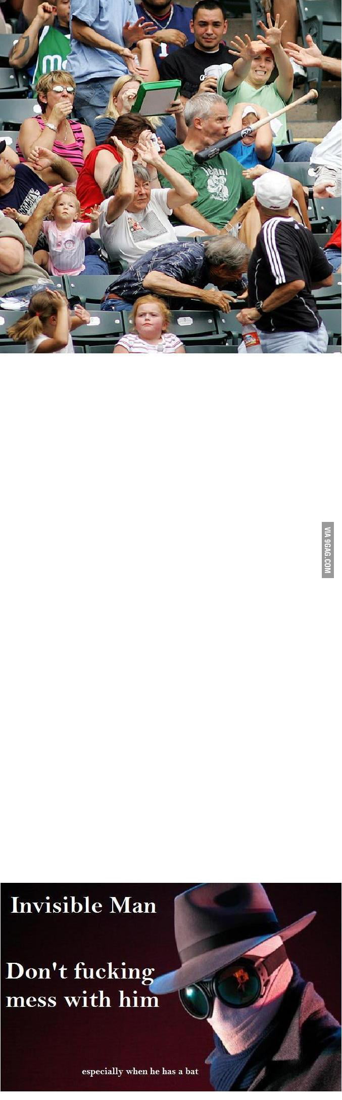 Invisible man has to be naked to use his bat... - 9GAG