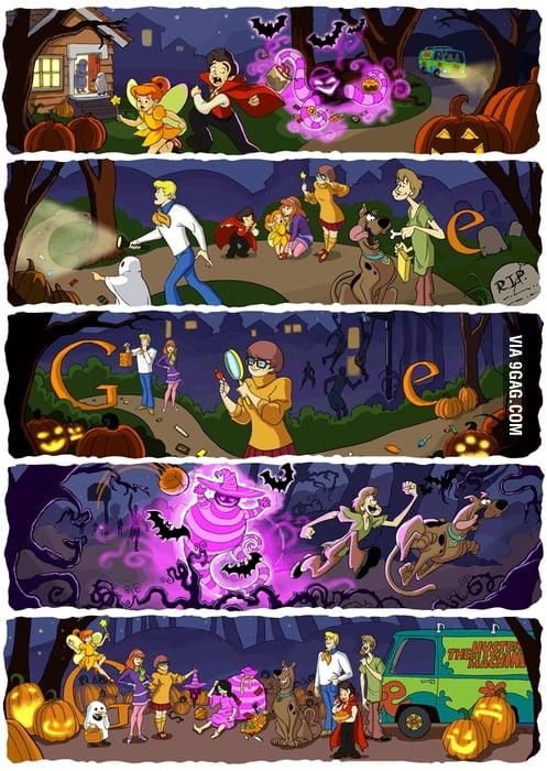 Halloween-themed Google Doodle - 9GAG