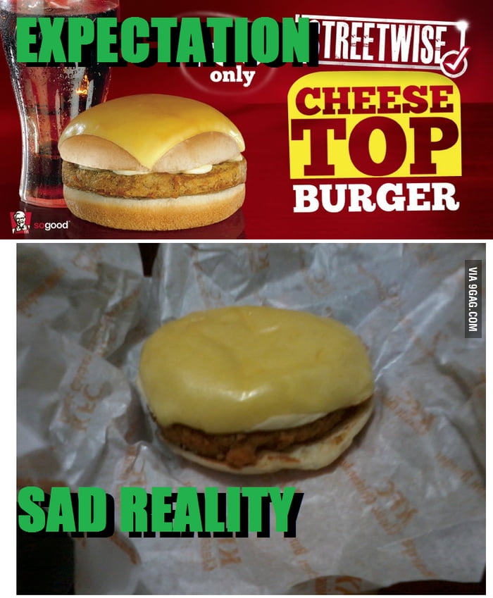 Sad Reality of KFC's weird burger - 9GAG