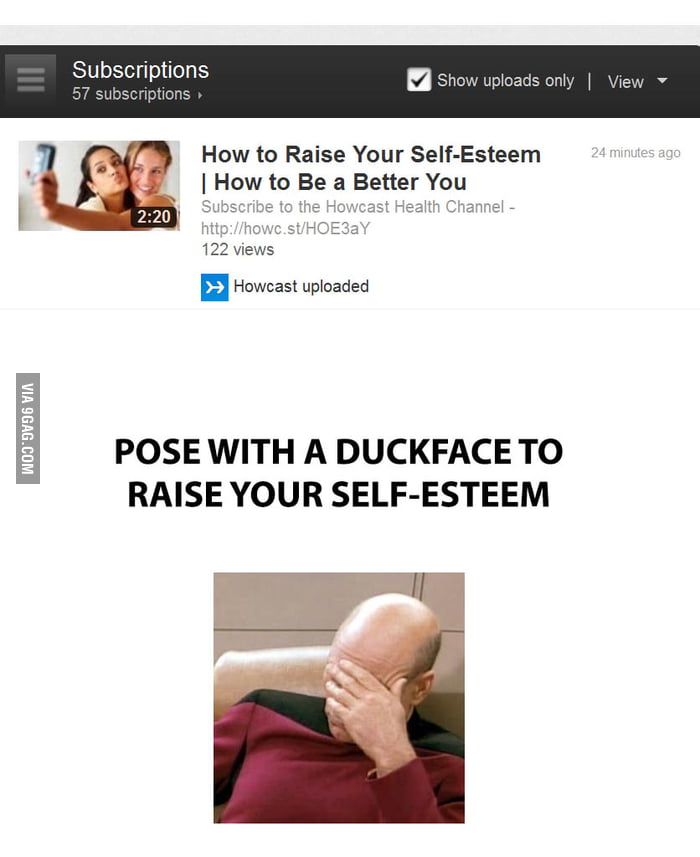 Self-esteem = Duckface - 9GAG