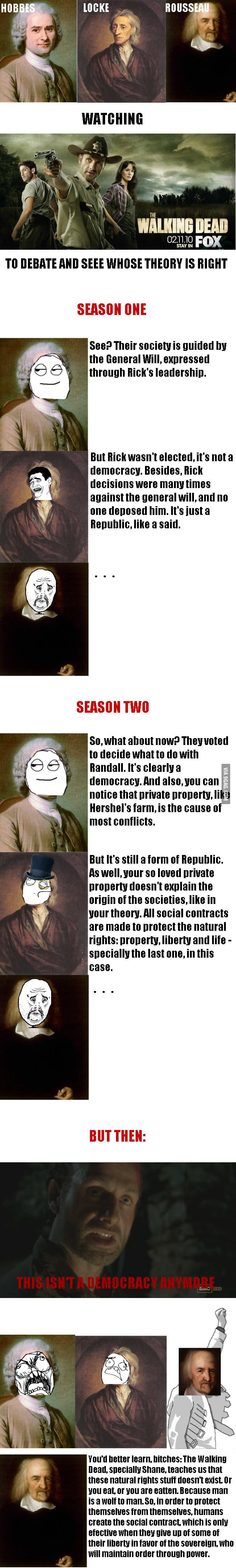 TWD debate - Rousseau x Locke X Hobbes - 9GAG