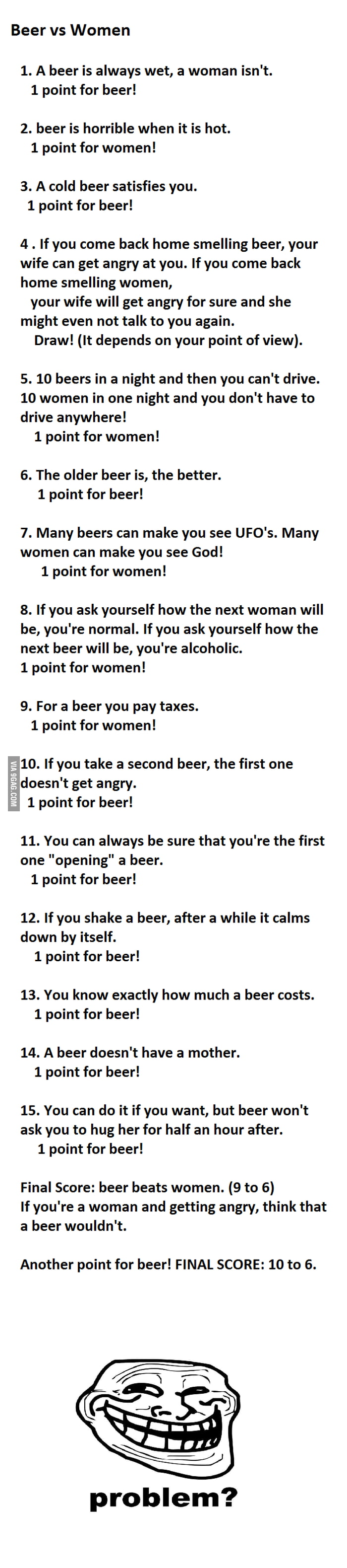 Beer vs women - 9GAG