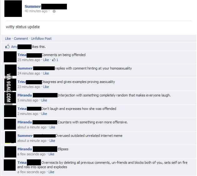 Witty status update - 9GAG