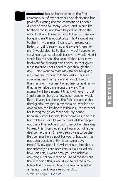 First Comment Speech WIN - 9GAG