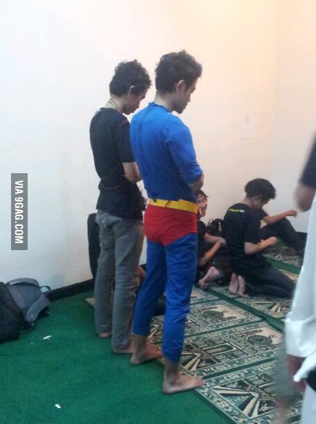 Meanwhile in Indonesia, epic superman praying... - 9GAG
